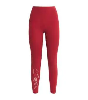 Wolford Net-panel Rose Leggings - Red