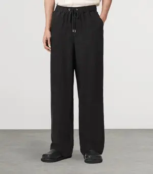 ALLSAINTS Linen Straight Trousers - Black