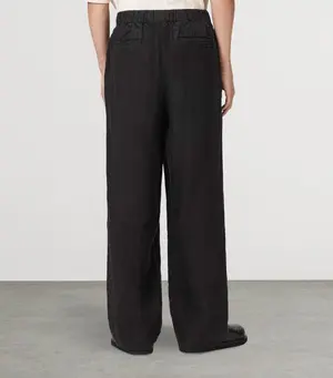 ALLSAINTS Linen Straight Trousers - Black