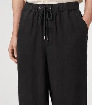 ALLSAINTS Linen Straight Trousers - Black