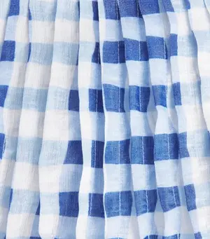 Sandro Linen-blend Gingham Maxi Skirt - Blue