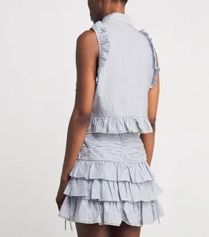 Sandro Cotton Stripe Ruffled Shirt