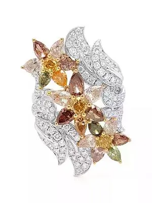 HYT JEWELRY Floral Diamond Cocktail Ring - Silver