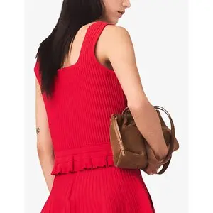 Maje Ruffled Square-neck Stretch-knit Top