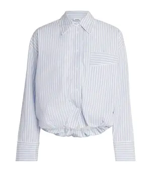 Sandro Cotton Stripe Cropped Shirt