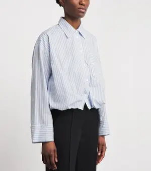 Sandro Cotton Stripe Cropped Shirt