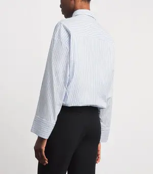Sandro Cotton Stripe Cropped Shirt