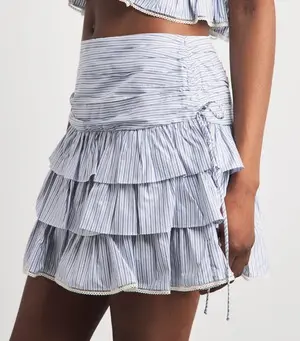Sandro Cotton Stripe Mini Skirt - Blue