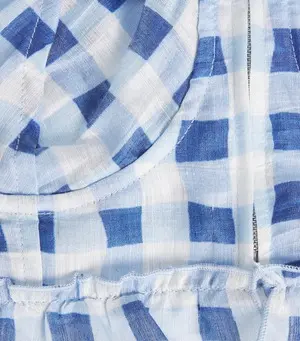 Sandro Linen-blend Gingham Crop Top