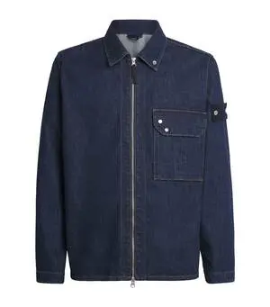 Stone Island Denim Zip-up Overshirt - Blue