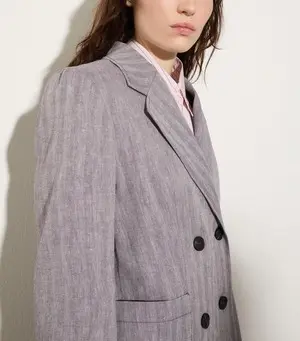 Max & Co. Linen-blend Herringbone Double-breasted Peacoat