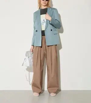 Max & Co. Cotton Trousers With Drawstring Waistband - Grey