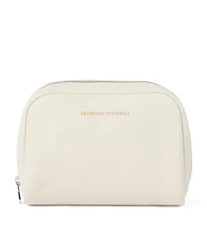 Brunello Cucinelli Leather Wash Bag - Blue