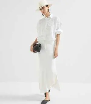Brunello Cucinelli Midi Skirt With Drawstring