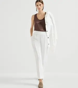 Brunello Cucinelli Twill Straight Trousers