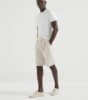 Brunello Cucinelli Linen Drawstring Bermuda Shorts - Beige