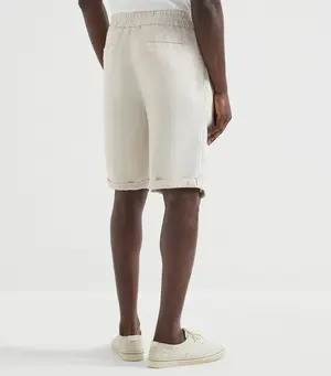 Brunello Cucinelli Linen Drawstring Bermuda Shorts - Beige