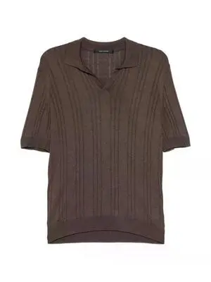 Tagliatore Revere Collar Short-sleeve T-shirt - Brown