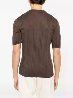 Tagliatore Revere Collar Short-sleeve T-shirt - Brown