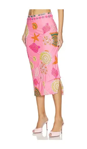 OCEANUS Embellished Midi Skirt
