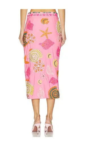 OCEANUS Embellished Midi Skirt