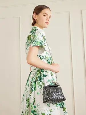 Erdem Sequined Clutch - Metallic
