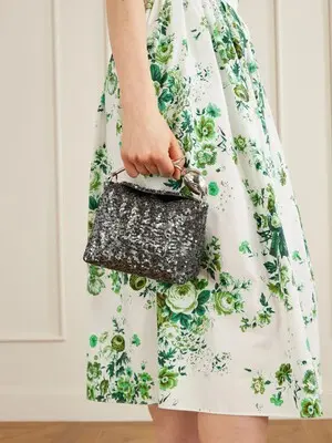 Erdem Sequined Clutch - Metallic