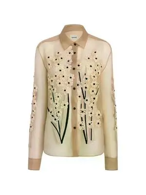 Khaite Floral Embroidered Argo Shirt - Neutrals
