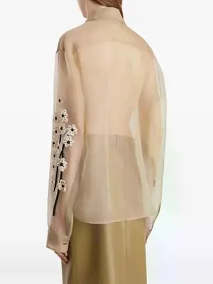 Khaite Floral Embroidered Argo Shirt - Neutrals