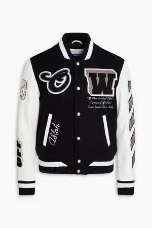 Off-White Appliquéd Wool-blend Felt And Leather Bomber Jacket