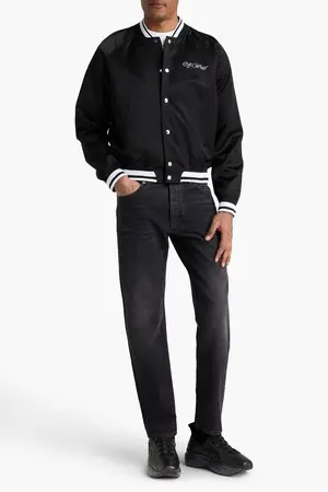 Off-White Embroidered Satin Bomber Jacket