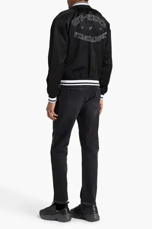 Off-White Embroidered Satin Bomber Jacket