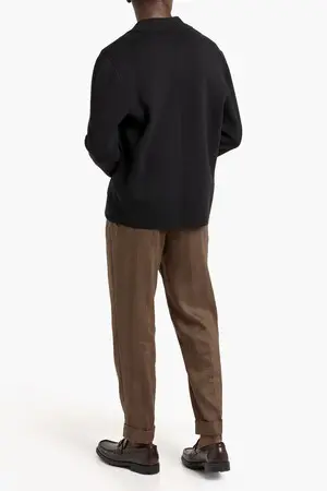 Officine Générale Tapered Herringbone Linen And Cotton-blend Pants