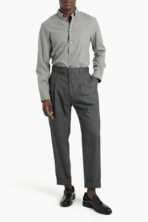 Officine Générale Tapered Pleated Wool Pants - Anthracite