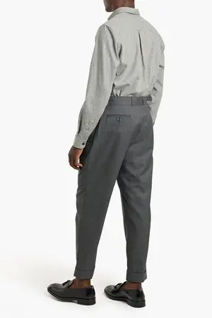 Officine Générale Tapered Pleated Wool Pants - Anthracite