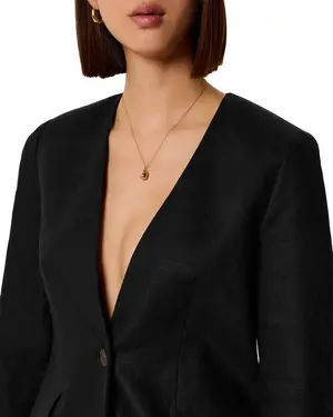 Whistles Linen Collarless Blazer