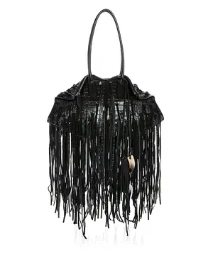 Alexander McQueen Manta Fringe Top Handle Bag - Black