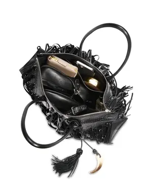 Alexander McQueen Manta Fringe Top Handle Bag - Black