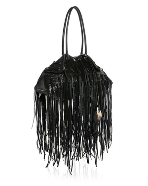 Alexander McQueen Manta Fringe Top Handle Bag - Black