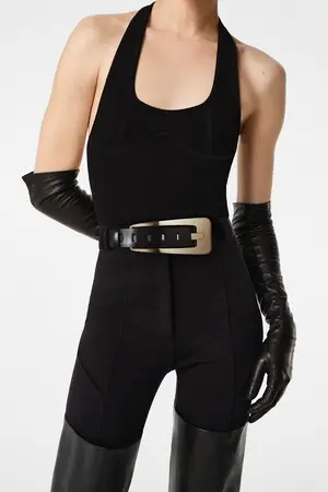 REVOLVE LOS ANGELES Grande Buckle Leather Belt - Black