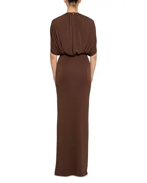 DES_PHEMMES Long Cape Dress - Chocolate