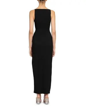DES_PHEMMES Boat Neck Maxi Dress - Black