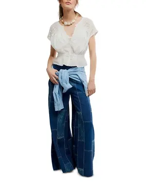 Free People Patches Wide-leg Flare Jeans