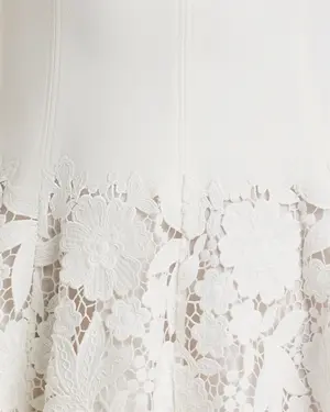 SELF-PORTRAIT Crepe Lace Mini Dress - White