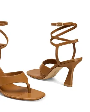 STUART WEITZMAN Vinnie Wrap Thing 85 Leather High Heel Sandals - Boho Tan