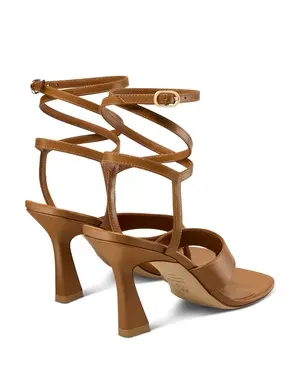 STUART WEITZMAN Vinnie Wrap Thing 85 Leather High Heel Sandals - Boho Tan