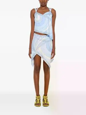 Emilio Pucci Iride-print Silk Scarf Skirt - Blue