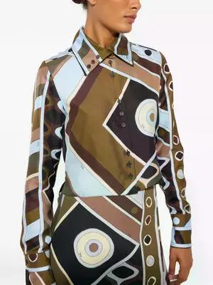 Emilio Pucci Vivara-print Silk Crop Shirt