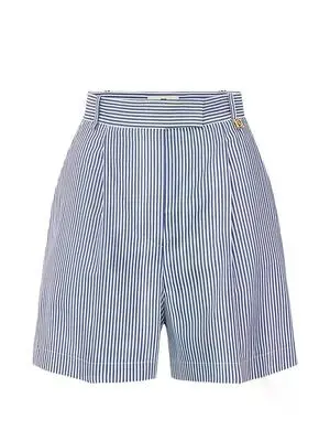 Elisabetta Franchi Striped Logo Detail Shorts - Blue