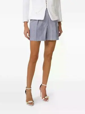 Elisabetta Franchi Striped Logo Detail Shorts - Blue